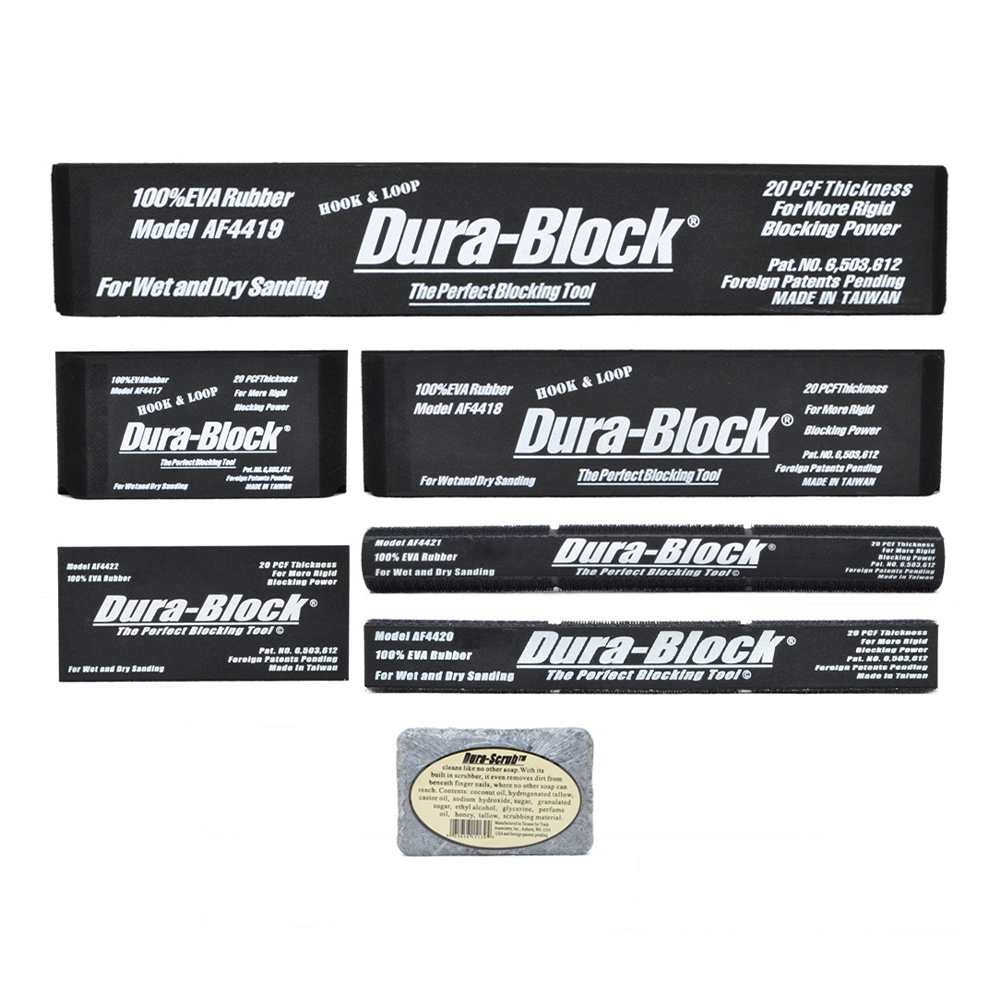 Dura-Block 7 Piece Hook & Loop Sanding Block Kit 100% EVA Rubber AF44H ...