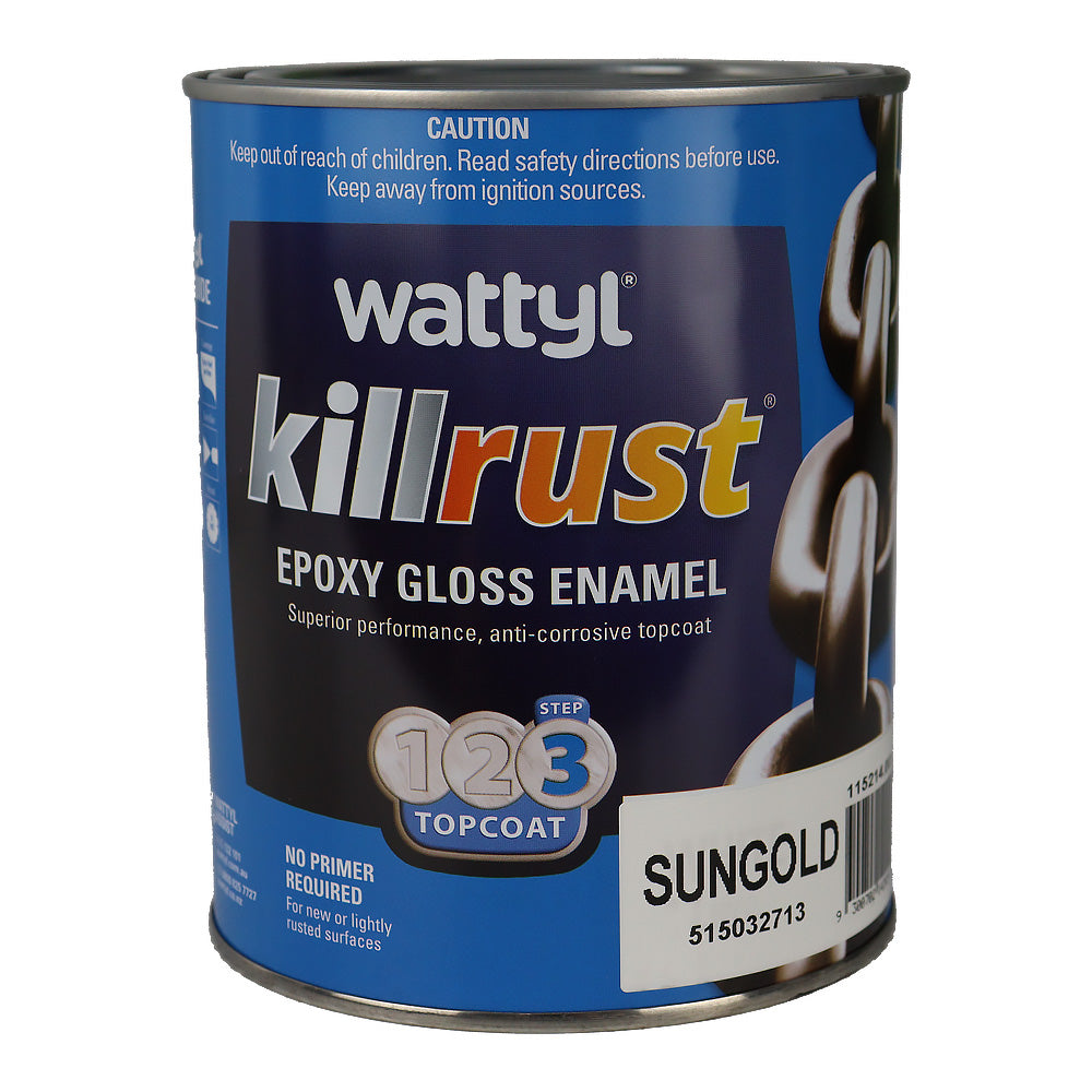 WATTYL Killrust Epoxy Gloss Enamel Sungold 1L Rust Protection Metal Pa ...