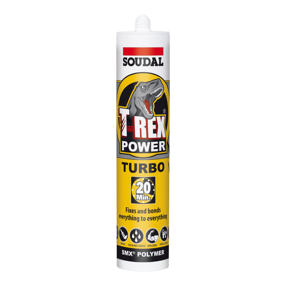 SOUDAL T-Rex Turbo Rapid Cure Adhesive Sealant White 290ml Cartridge ...