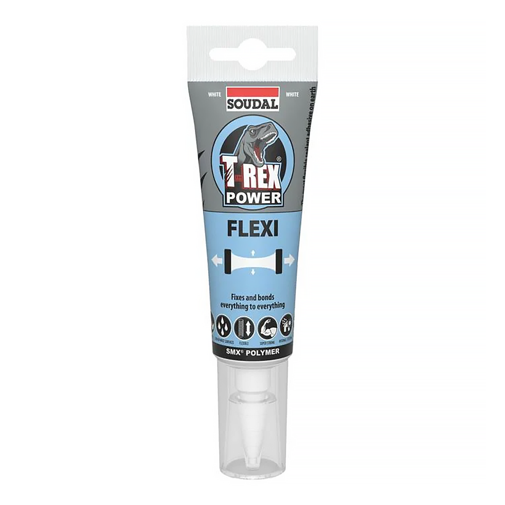 SOUDAL T-Rex Power Flexi White Highly Flexible Adhesive Sealant 125ml ...