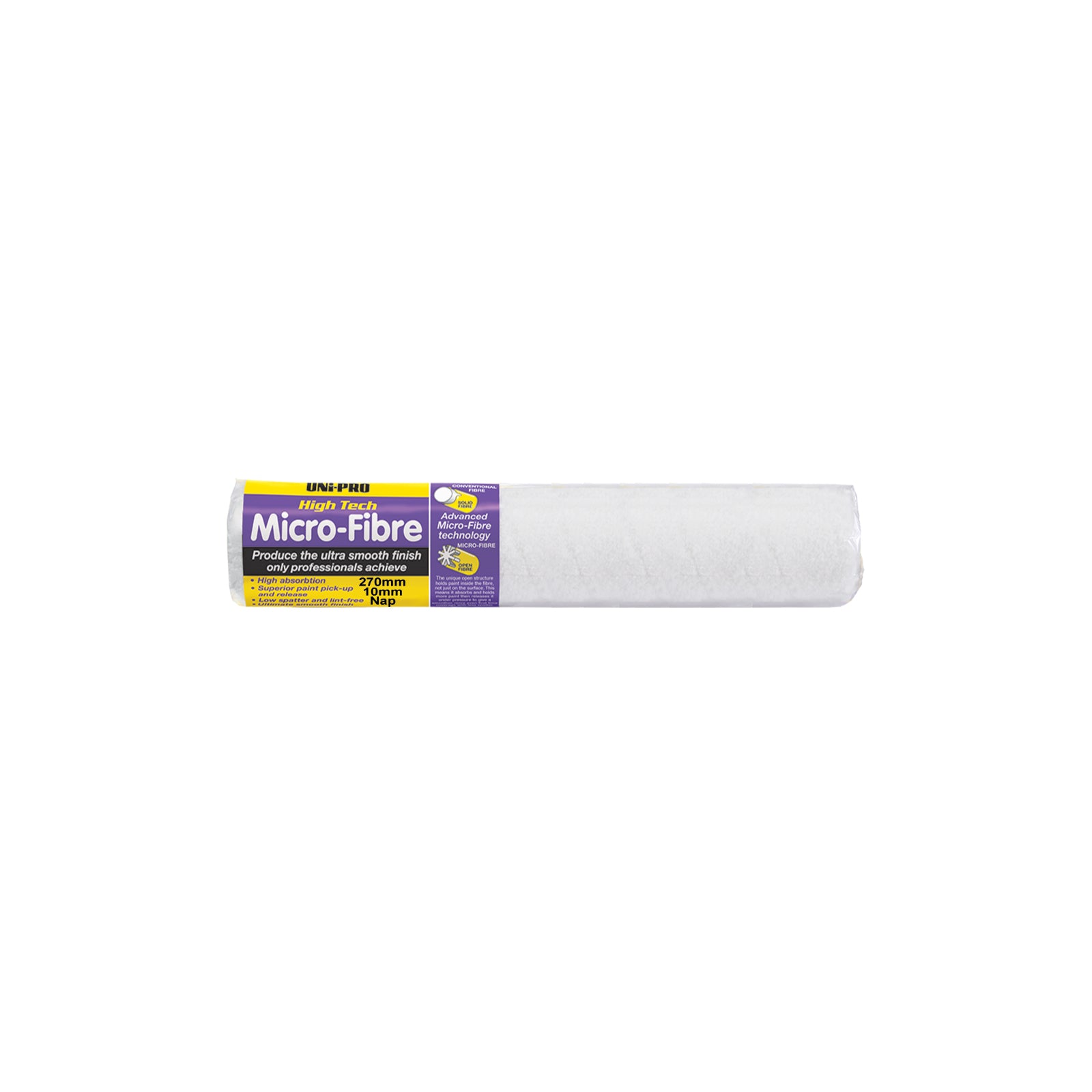 UNi-PRO High Tech Micro-Fibre 270mm Roller Cover 10mm Nap Smooth Finis ...