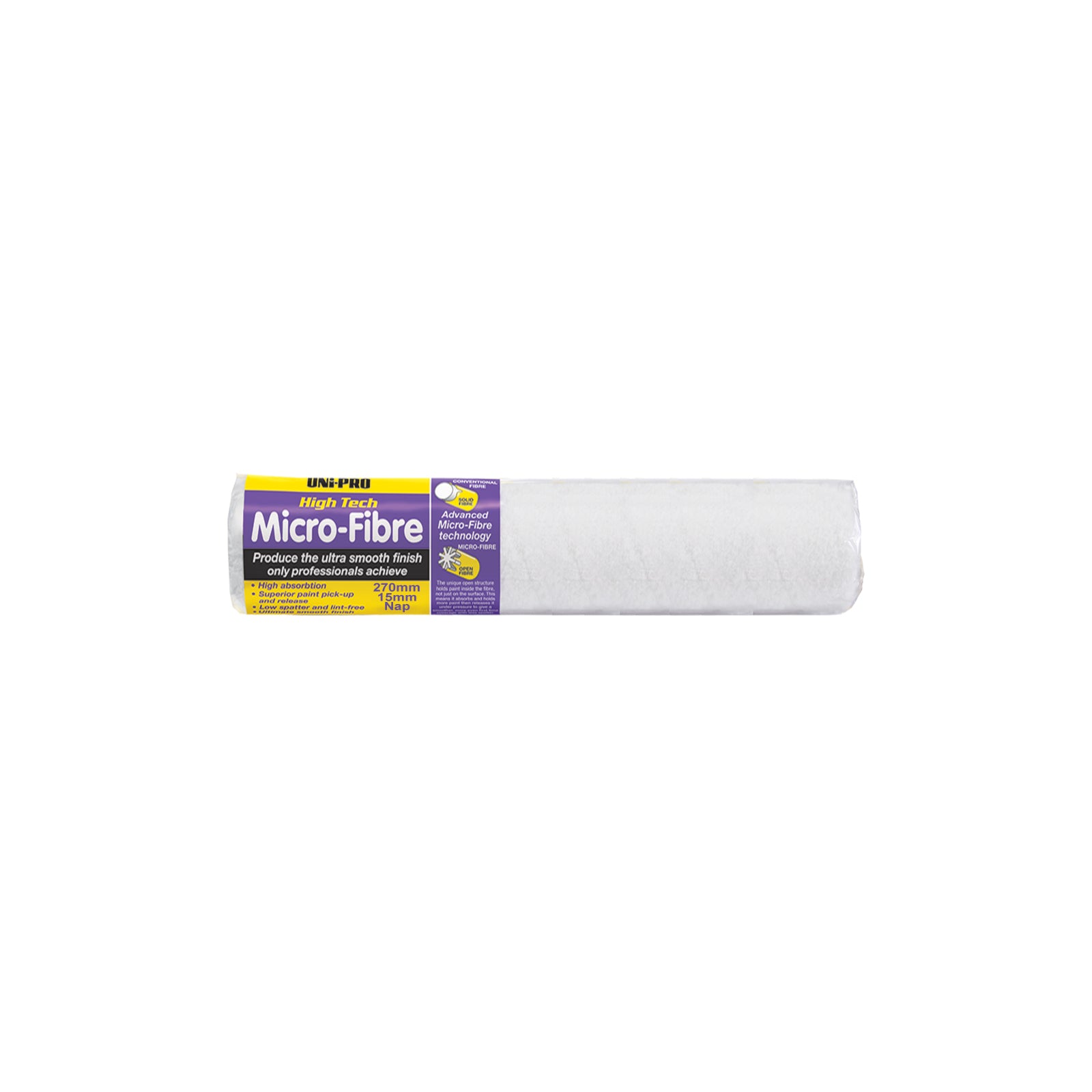 UNi-PRO High Tech Micro-Fibre 270mm Roller Cover 15mm Nap Smooth Finis ...
