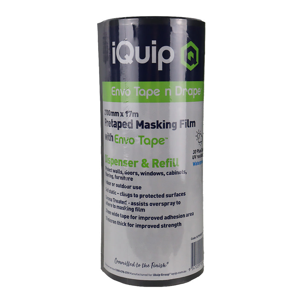 IQUIP Envo Pretaped Mask Film & Dispenser 2700mm X 17m Surface Protect ...