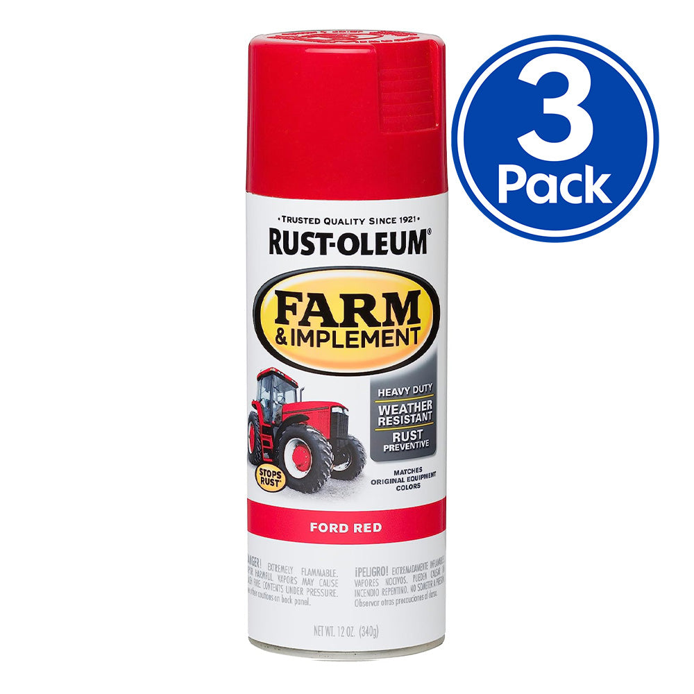 RUST-OLEUM Farm Equipment Spray Paint Ford Red 340g Aerosol x 3 Pack ...