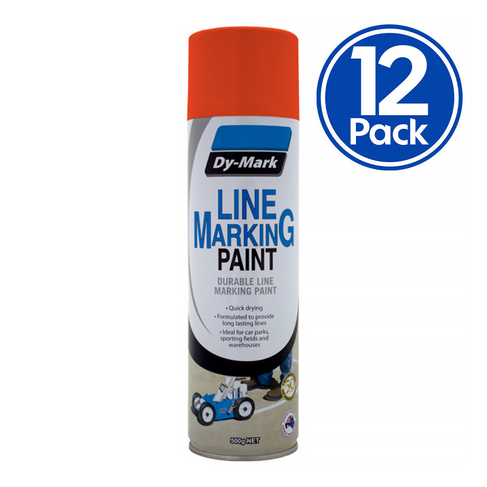 DY-MARK Line Marking Spray Paint Orange 500g Aerosol Acrylic x 12 Pack ...