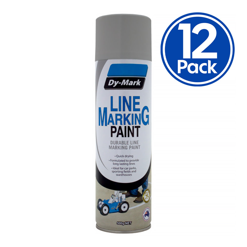 DY-MARK Line Marking Spray Paint Grey 500g Aerosol Acrylic x 12 Pack B ...