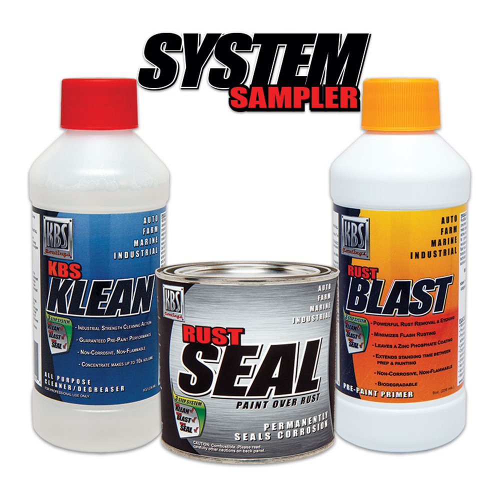 KBS System Sampler Kit Gloss Black Paint Covers 1m² 3 Step Rust Preven ...