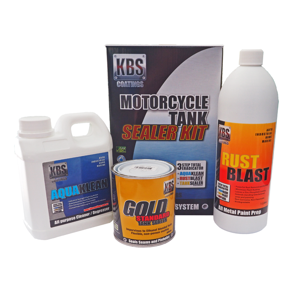 KBS Motorcycle Fuel Tank Sealer Kit For 45L Tanks 3 Step Rust Corrosio ...