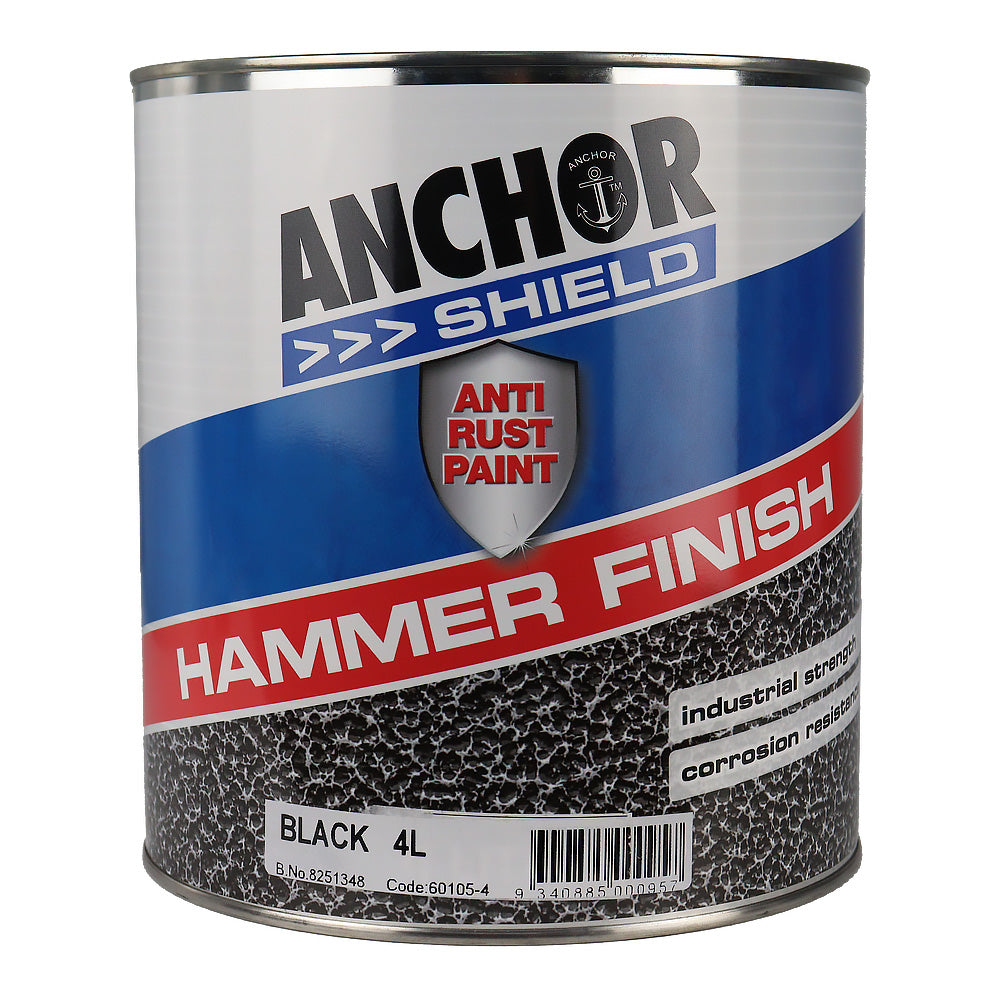 ANCHOR Shield Hammer Finish Black 4L Protective Enamel Paint Industria ...