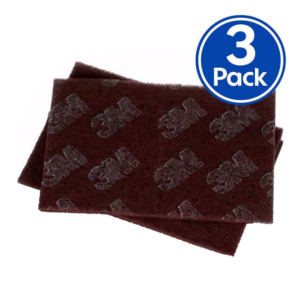 3M 8447 Scotch Brite Production Hand Pads 150mm x 230mm Maroon x 3 Pac ...
