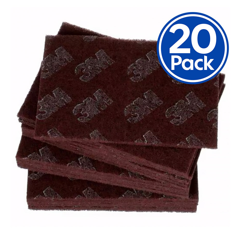 3M 8447 Scotch Brite Production Hand Pads 150mm x 230mm Maroon x 20 Pa ...