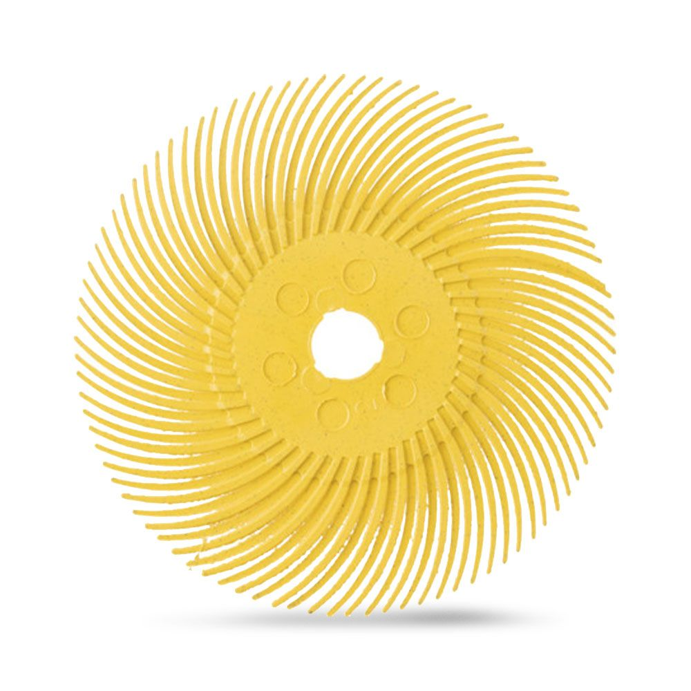 3M Scotch-Brite Radial Bristle Brush Yellow 75mm x 9.5mm P80 Grit Abra ...