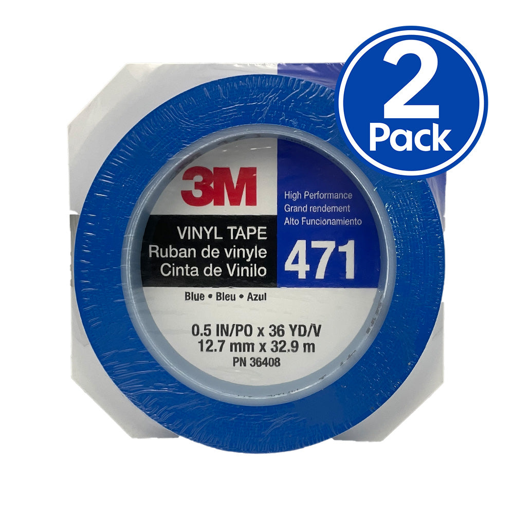 3M Fine Line Vinyl Tape 471 Blue 2 Rolls 12.7mm X 32.9m 36408 ...