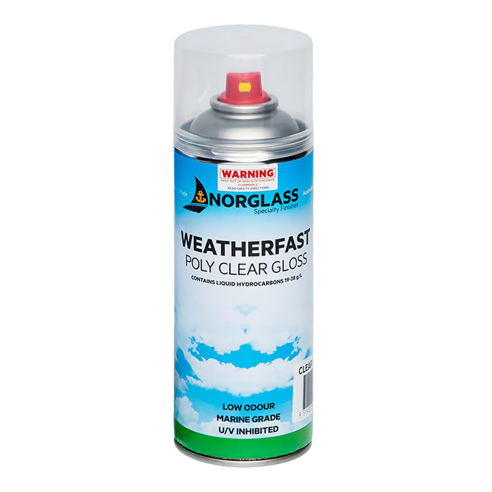 NORGLASS Weatherfast Poly Clear Gloss 300g Aerosol Marine Varnish UV R ...
