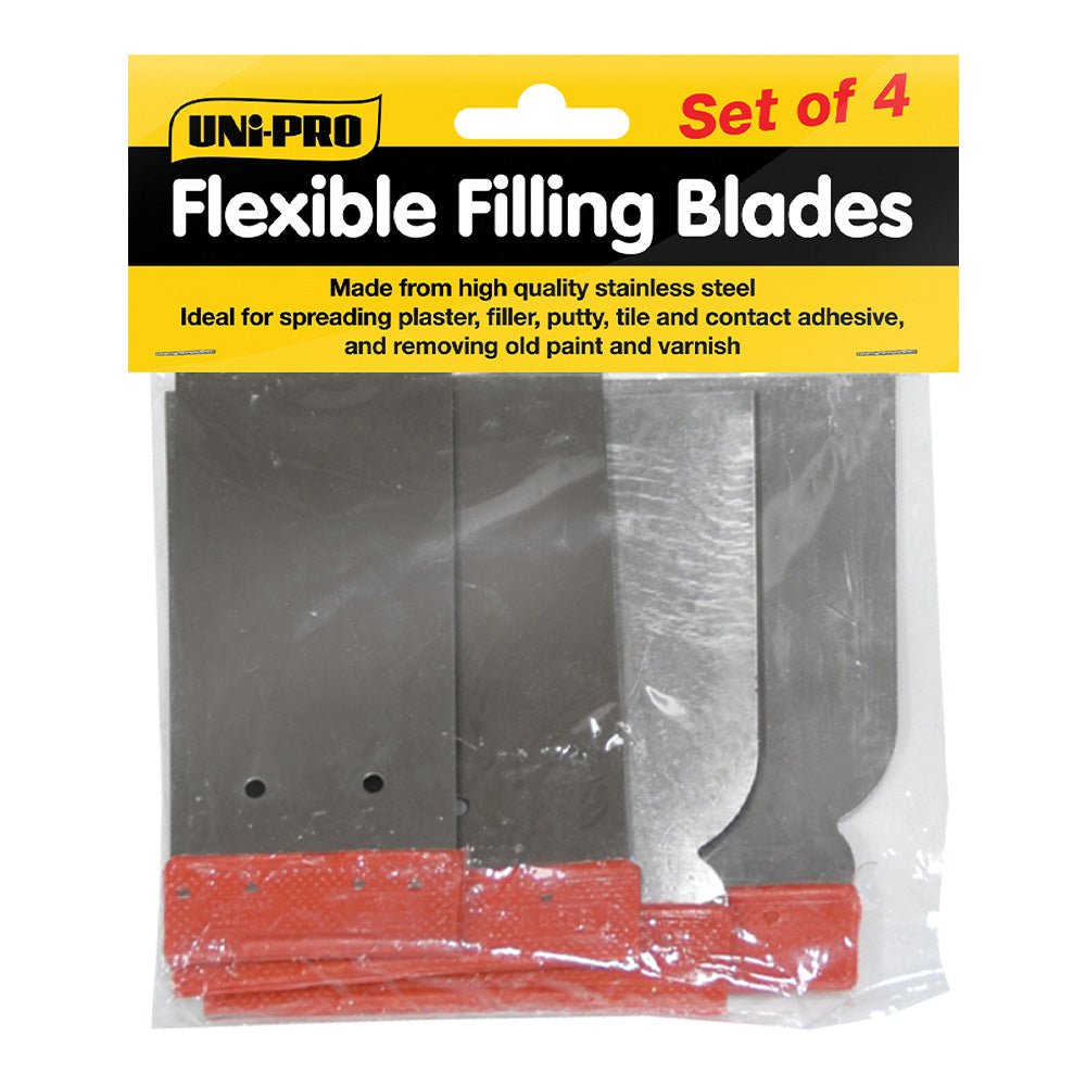 UNI-PRO 4 Piece Filling Scraper Set Bog Putty Filler Flexible Applicat ...