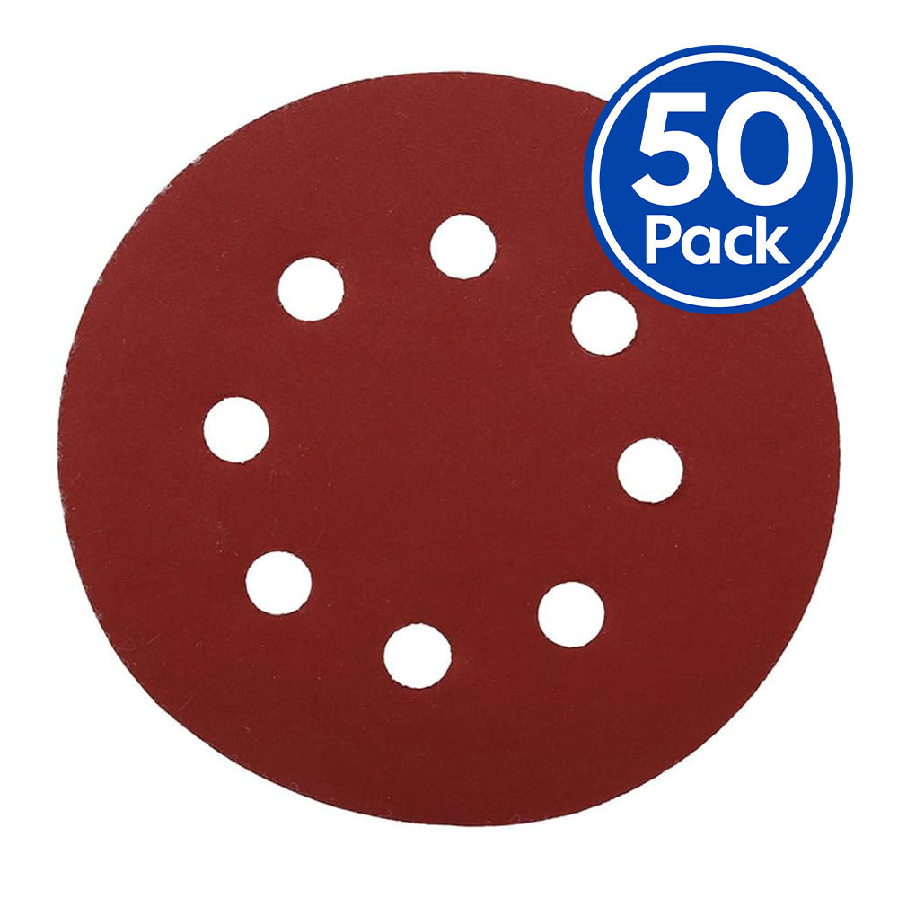 Sandpaper Discs P60 115mm Grit Hook & Loop 8 Hole x 50 Pack 4 1/2in ...