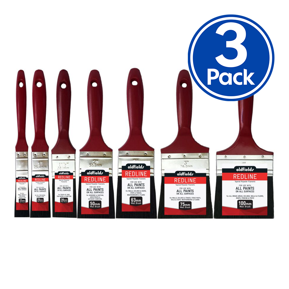 OLDFIELDS Redline Range All Purpose Economical Paint Brush 12mm to 100 ...
