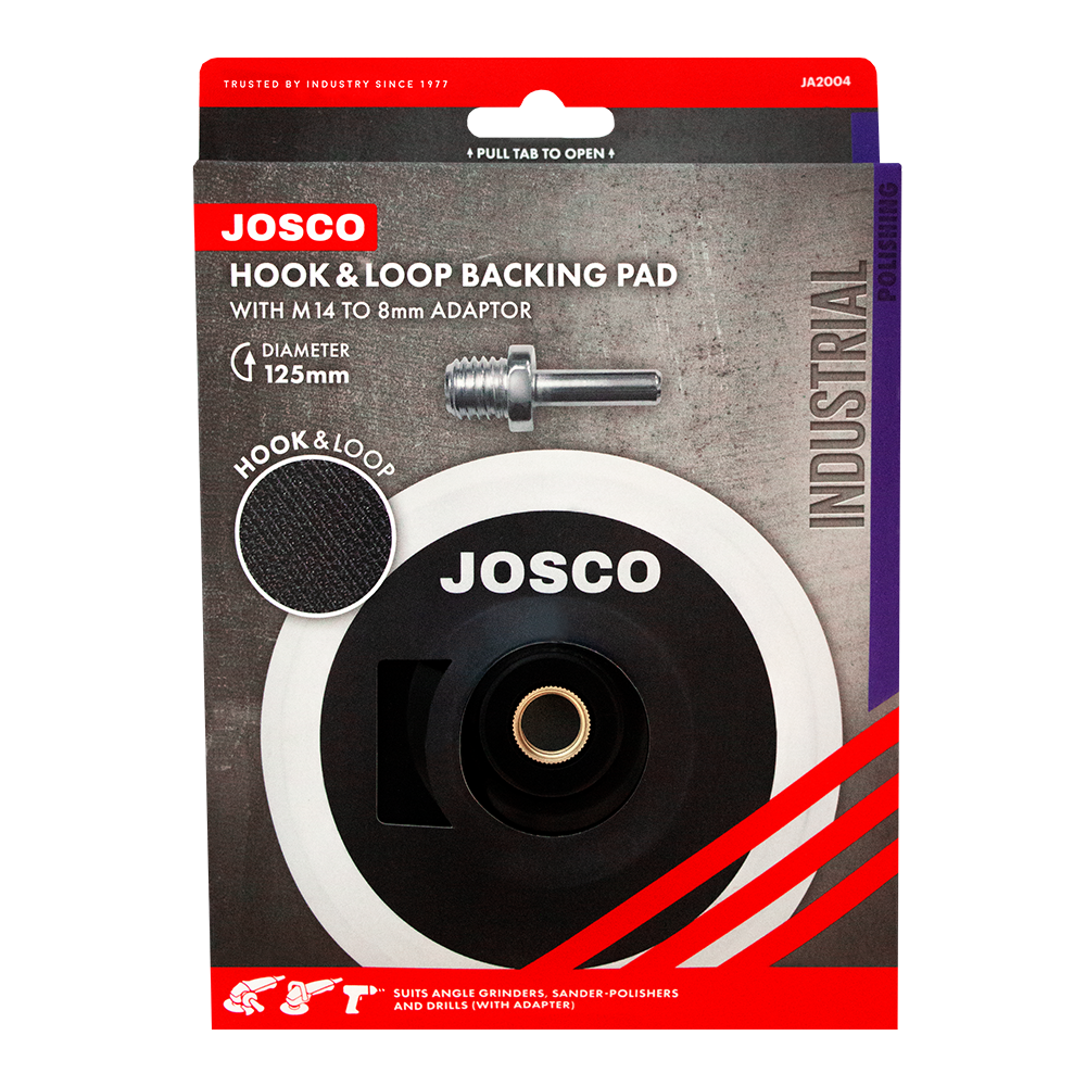 JOSCO 125mm Backing Pad Hook & Loop M14 With Drill Adaptor Industrial ...