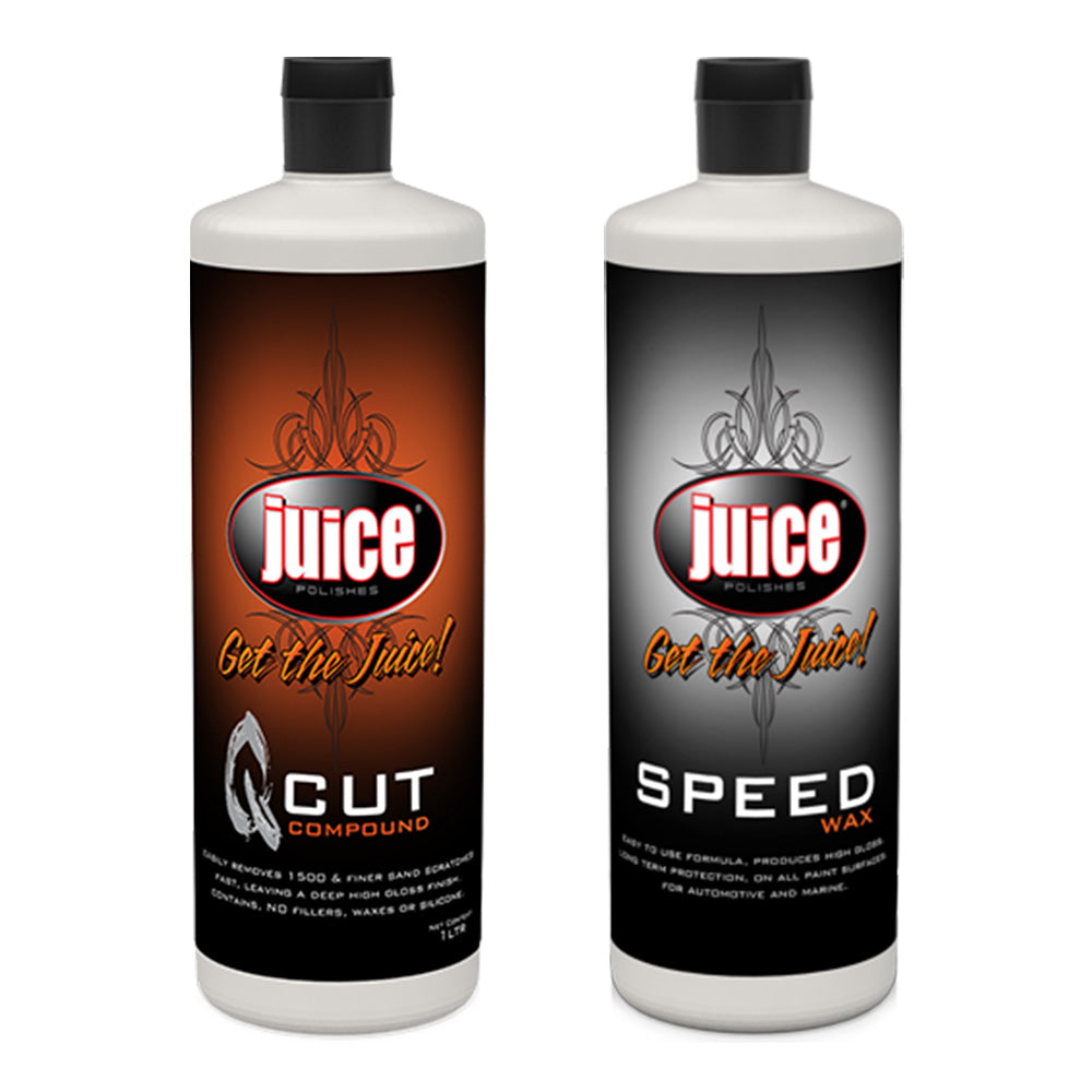 JUICE POLISHES Q Cut & Speed Wax 1L Cutting Compound + Polish Protecti ...