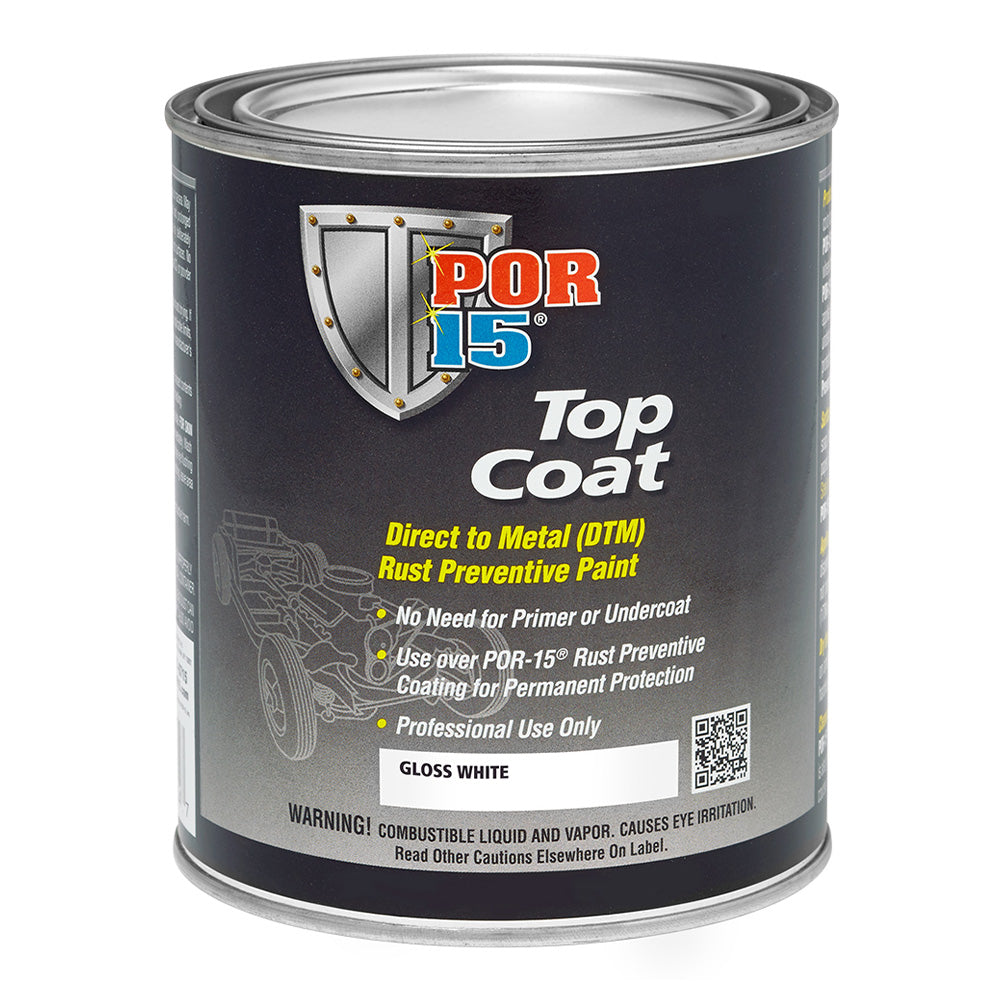 POR15 Top Coat 473ml Gloss White Paint Direct To Metal Rust Prevention ...