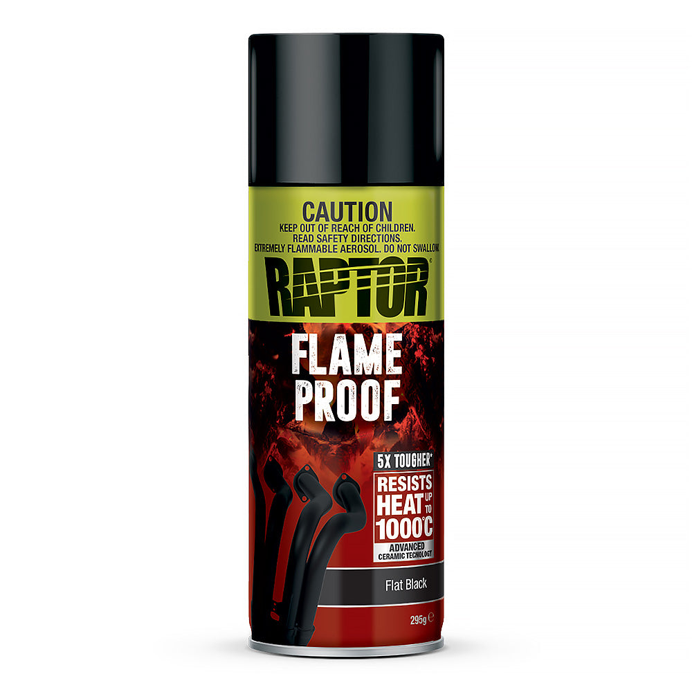 U-POL Raptor High Temp Flameproof Spray Paint Aerosol 295g Flat Black ...