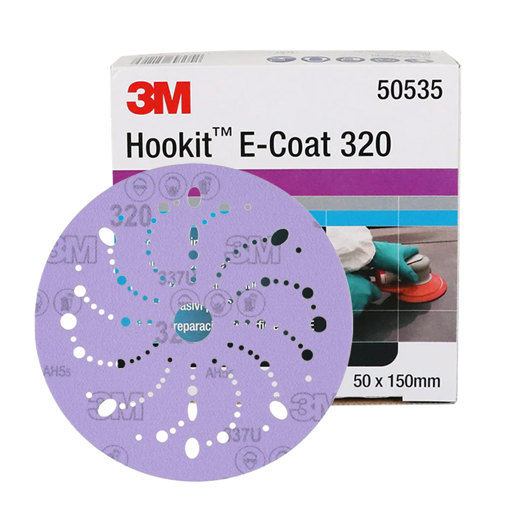 3M Hookit E-Coat 150mm 320 Grit Abrasive Sanding Discs 50535 x 50 Pack ...