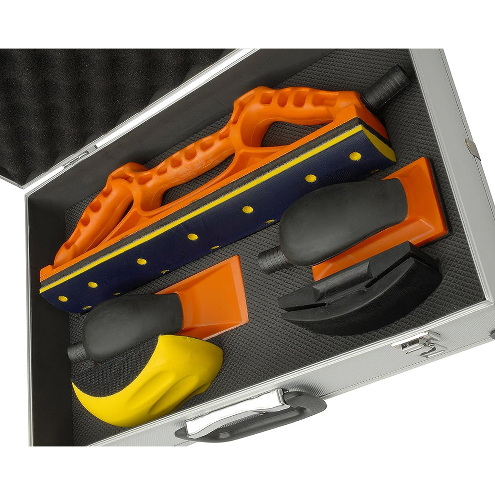 VELOCITY Dust Extraction Sanding Block Hook & Loop 7 Piece Kit & Carry ...