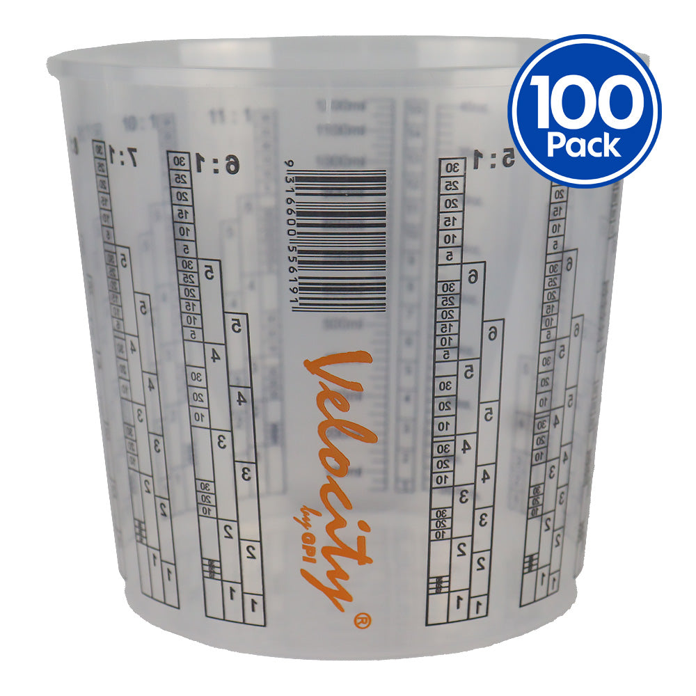 VELOCITY Calibrated Graduated Paint Mixing Cups 1200ml x 100 Pack VM1 ...