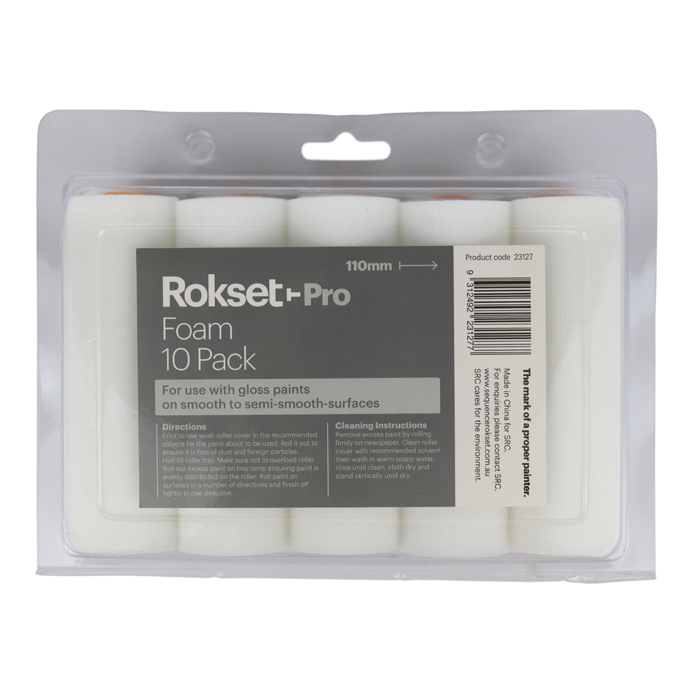 Rokset Pro Foam 110mm Roller Covers 10 Pack Refill House Marine Indust ...