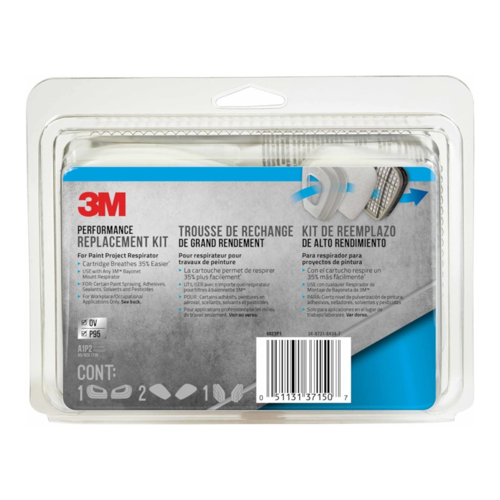3M Paint Respirator Supply Kit 6023 Replacement Filter Pack 6051 ...