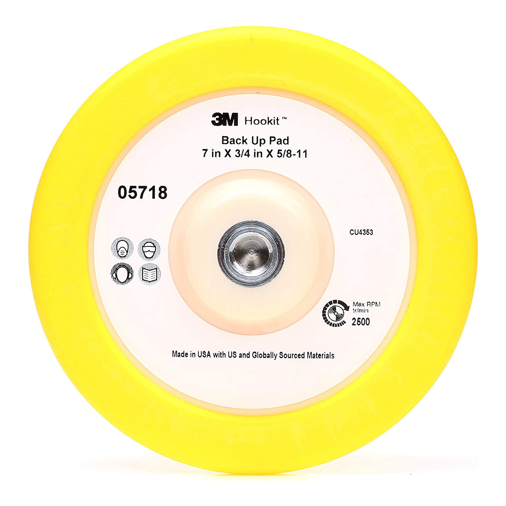 3M 05718 Hookit Back Up Pad 7" x 3/4" x 5/8" No Hole Abrasives Perfect ...