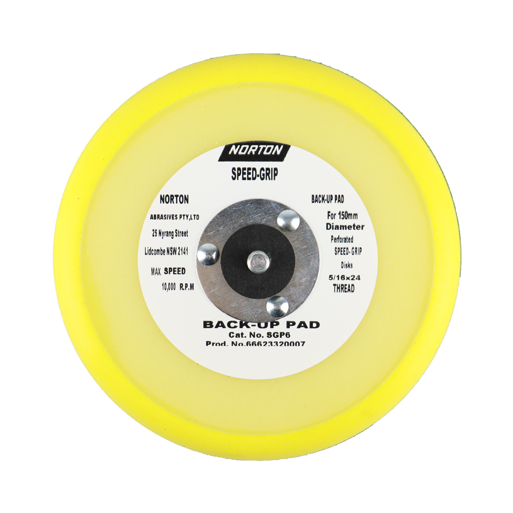 Norton SpeedGrip Back Up Pad Hook & Loop 150mm x 5/16 No Hole – Wholesale Paint Group