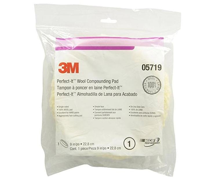 3M Perfect-It 100% Wool Buffing Compounding Pad Single Sided 05719 8in ...