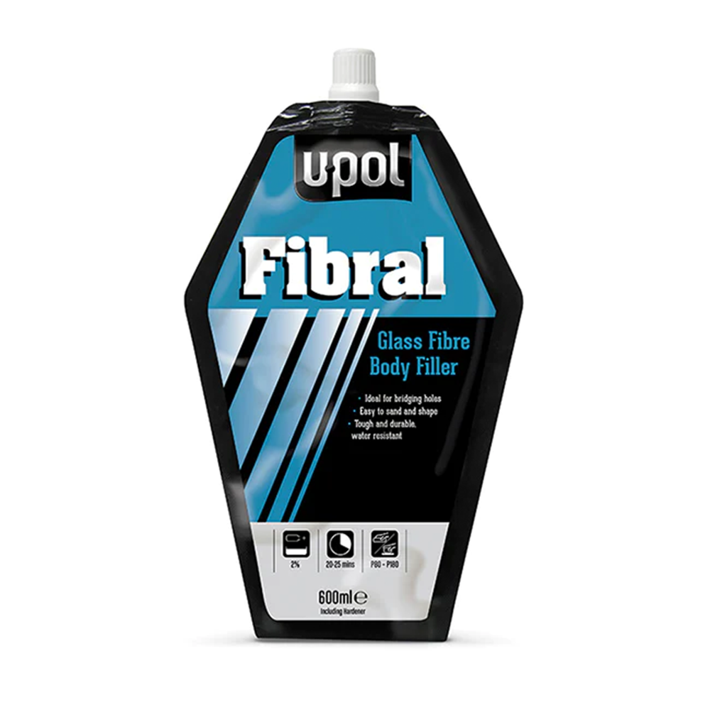 U-POL Fibral Glass Fibre Body Filler 440ml Sandable Fibreglass Paste P ...