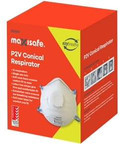 Maxisafe P2 Valved Conical Respirator Box 10 Disposable Dust Mask ...