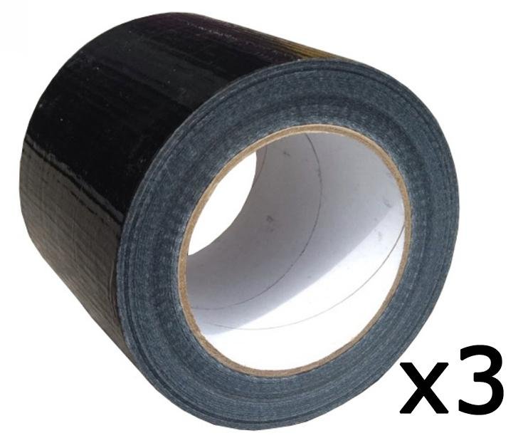 Premium Black Cloth Tape 100mm x 25m 3 Pack Render Duct Blast Gaffa ...