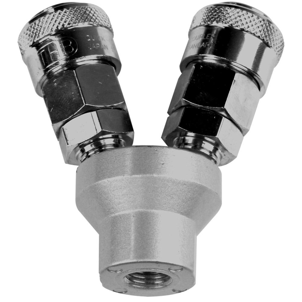 2 Way Air Compressor Quick Connect Adapter Multi Hose Pneumatic Tool C ...