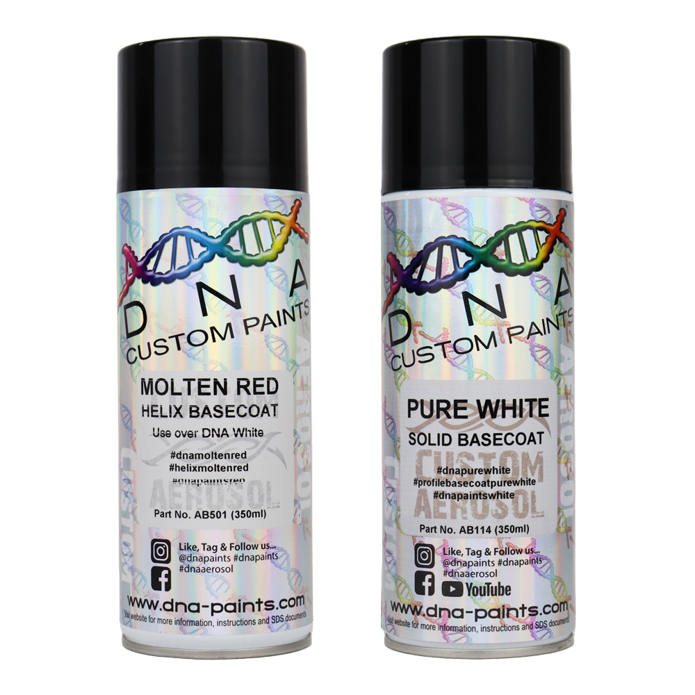 DNA PAINTS Helix Basecoat Spray Paint 350ml Aerosol Molten Red with Un ...