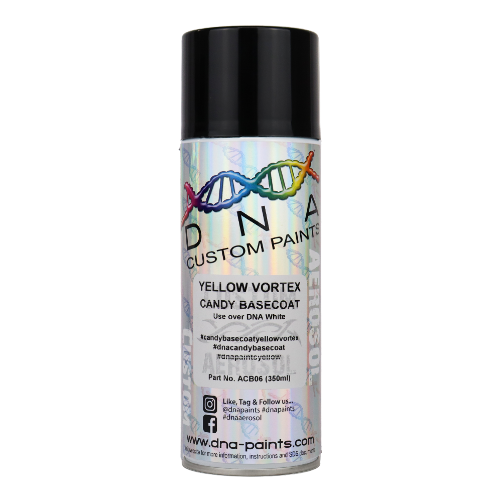 DNA PAINTS Candy Basecoat Spray Paint 350ml Aerosol Candy Yellow Vorte ...