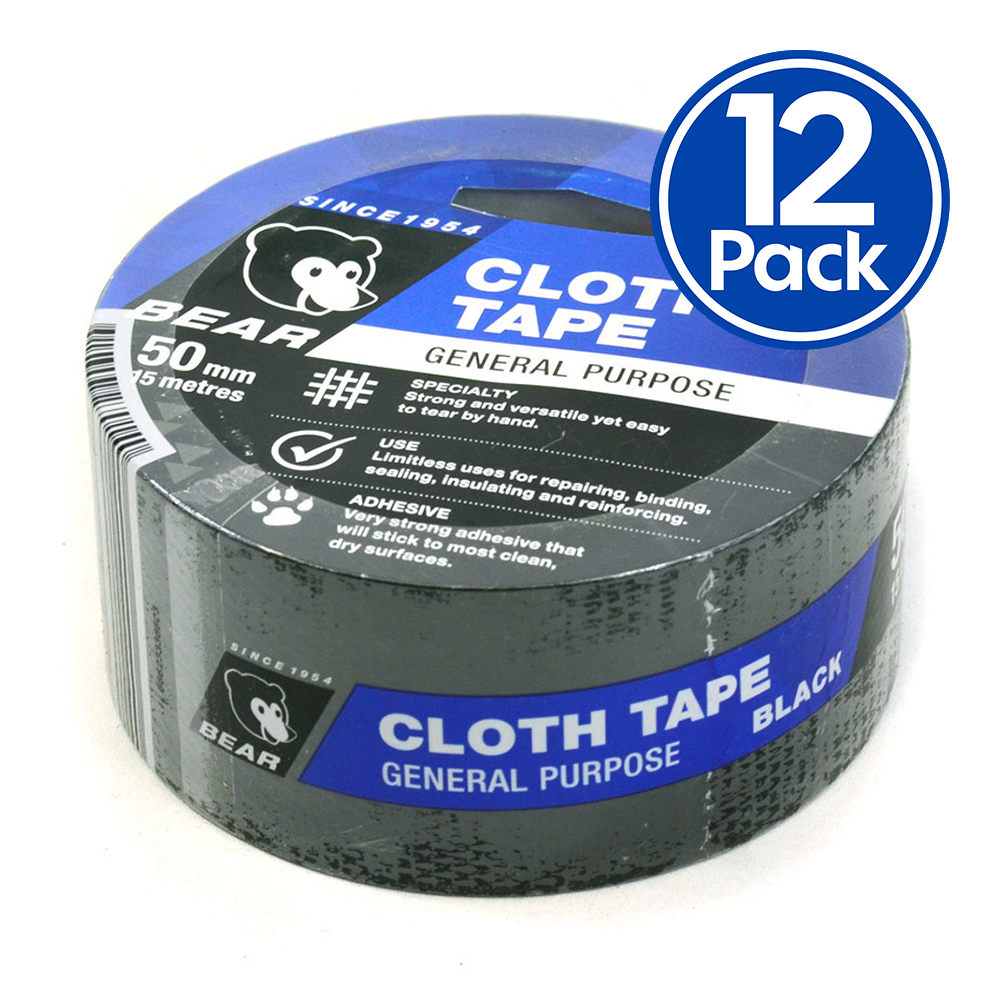 Supertape Premium Grade Black Cloth Tape CT70 48mm x 25m 3 Pack ...