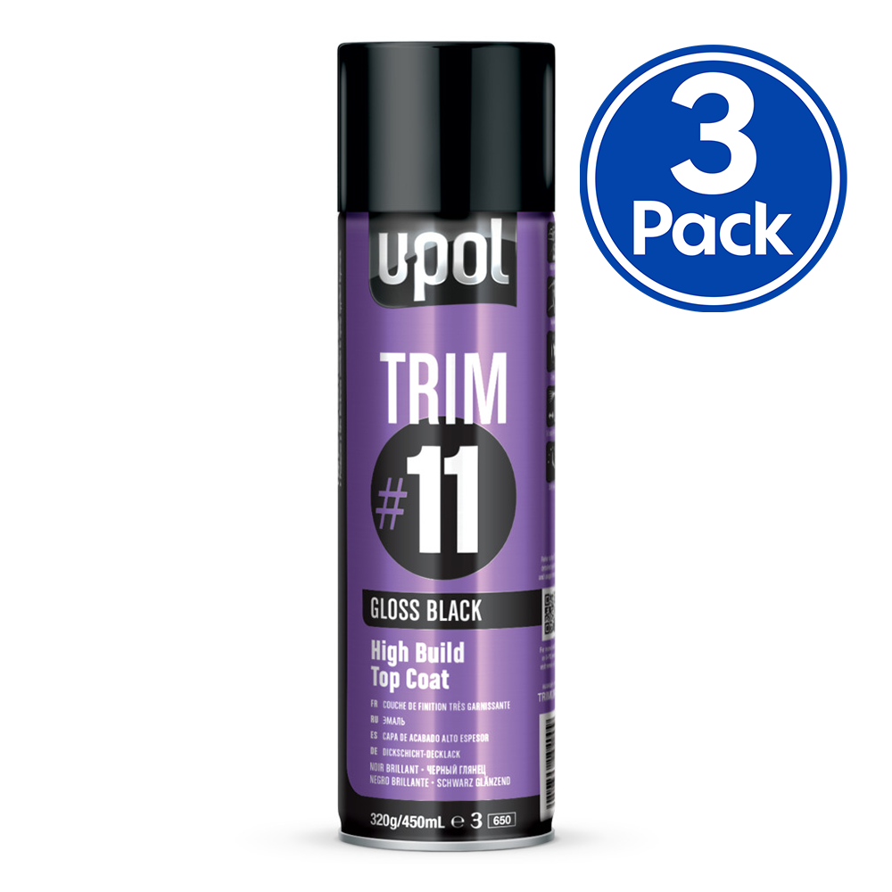 U-POL Trim #11 High Build Top Coat 450ml Gloss Black x 3 Pack ...